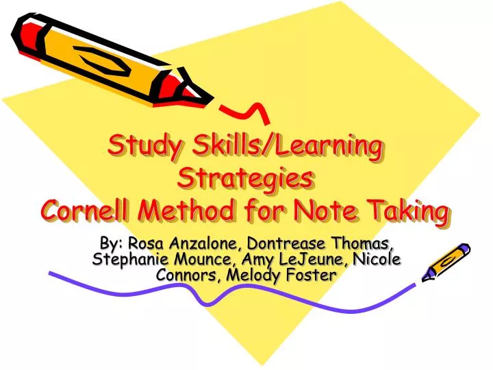 PPT - Study Skills/Learning Strategies Cornell Method for Note Taking ...