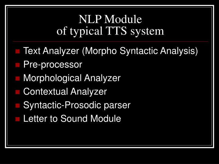 PPT - TEXT TO SPEECH SYNTHESIS PowerPoint Presentation - ID:420201