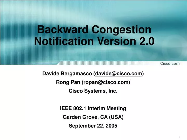 PPT - Backward Congestion Notification Version 2.0 PowerPoint ...