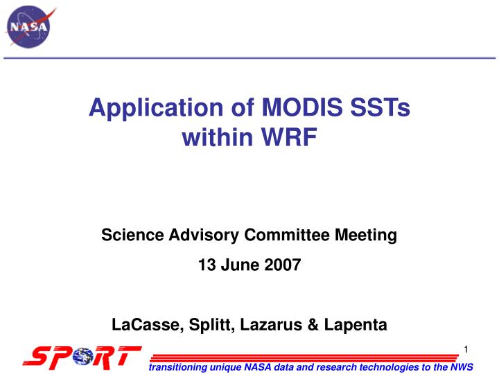 PPT - Application of MODIS SSTs within WRF PowerPoint Presentation ...