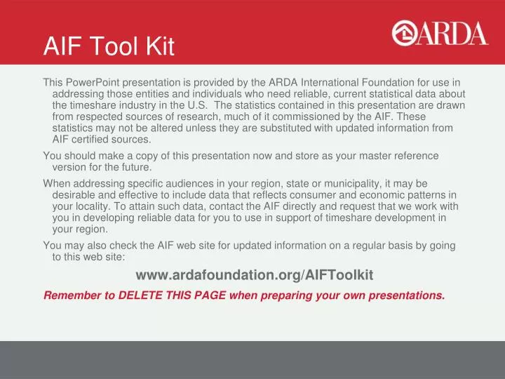 PPT - AIF Tool Kit PowerPoint Presentation, free download - ID:425418