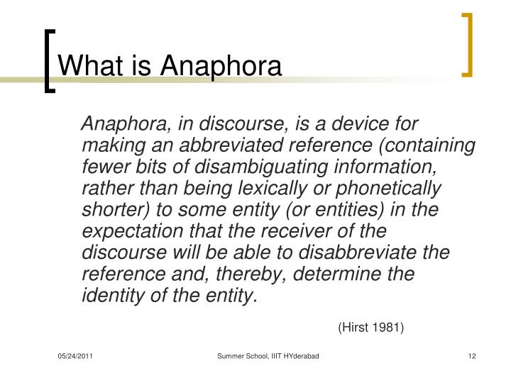 PPT - Anaphora Resolution PowerPoint Presentation - ID:425752