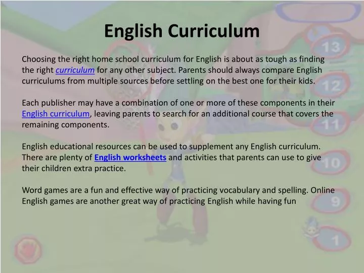 PPT - English Curriculums PowerPoint Presentation, free download - ID ...
