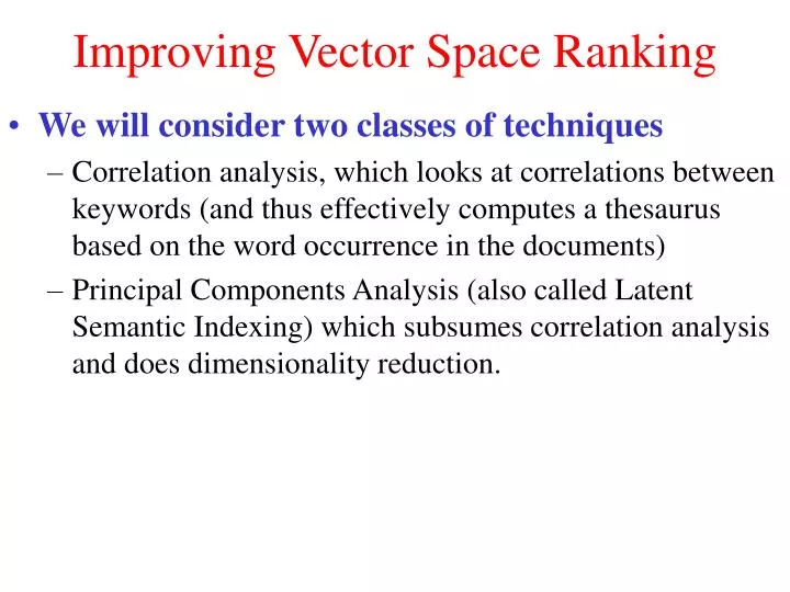 PPT - Improving Vector Space Ranking PowerPoint Presentation, free ...