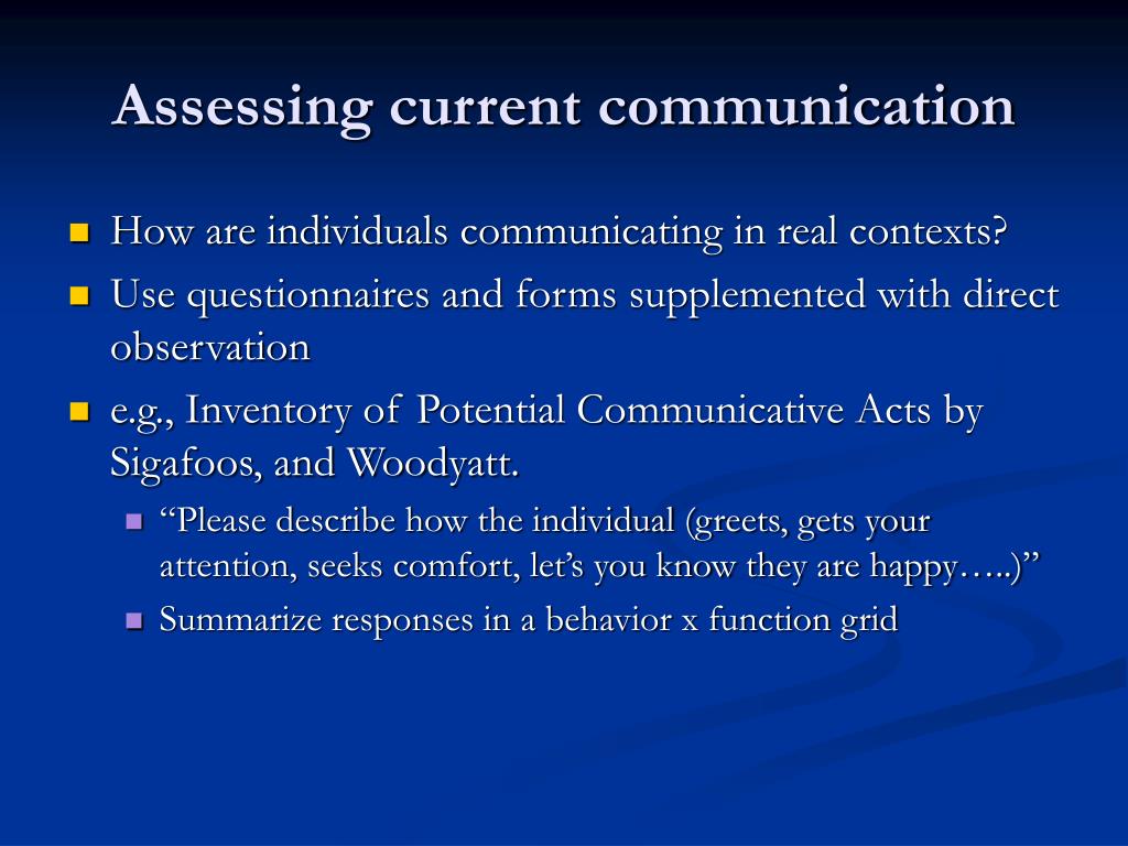 PPT - Communication Assessment Strategies for Individuals with Severe ...