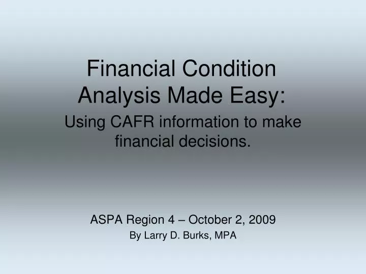 PPT - Financial Condition Analysis Made Easy: PowerPoint Presentation ...