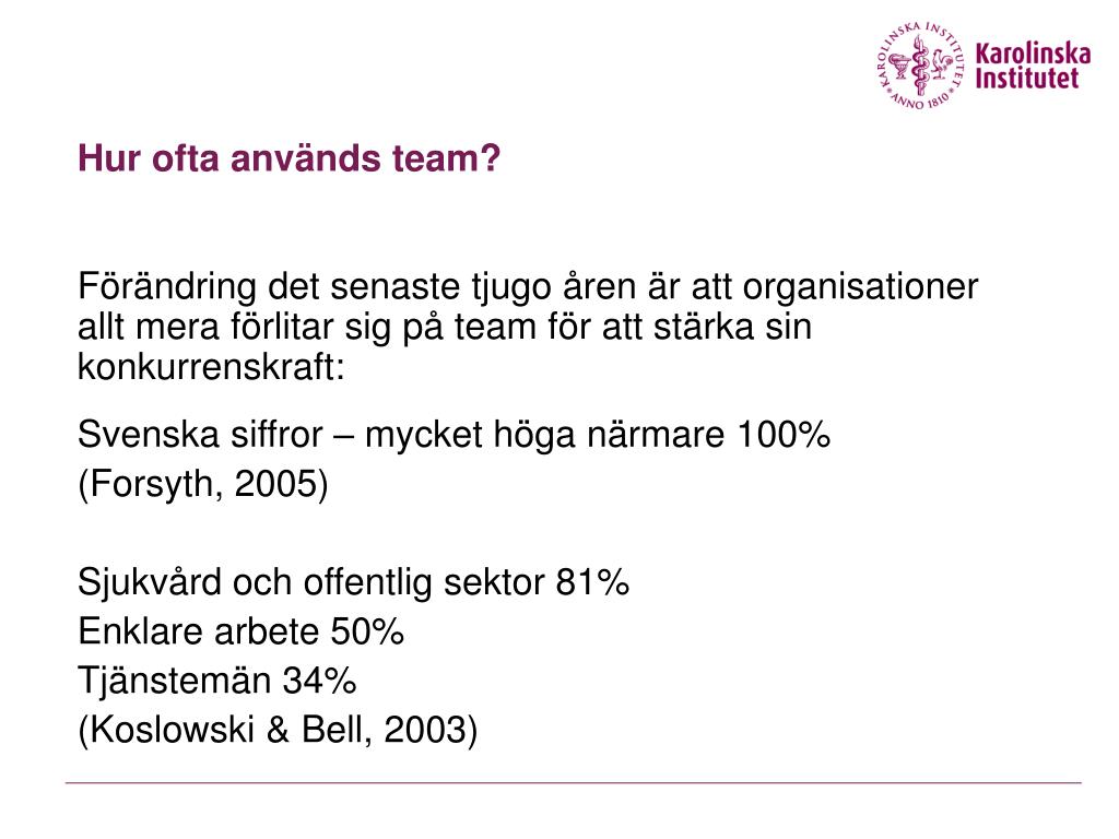 PPT - Sammanhållning och högpresterande grupper – ett team perspektiv ...