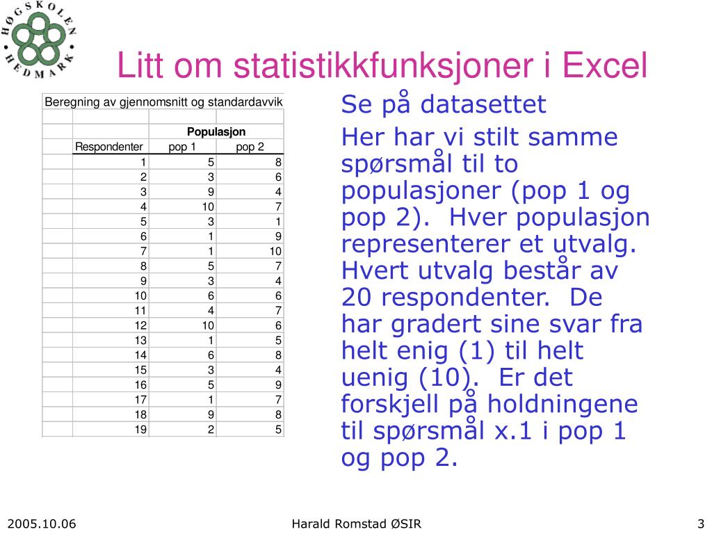 PPT - Om normalfordeling og bruk av standardavvik for å analysere om ...