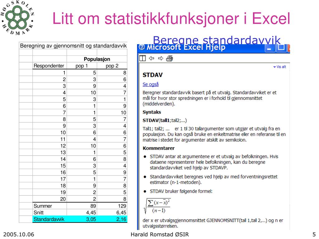 PPT - Om normalfordeling og bruk av standardavvik for å analysere om ...