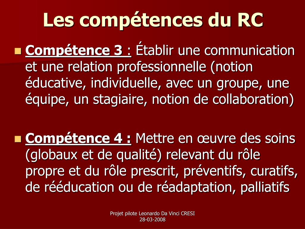 PPT - CRÉATION D’UN REFERENTIEL EUROPEEN DE COMPETENCES EN SOINS ...