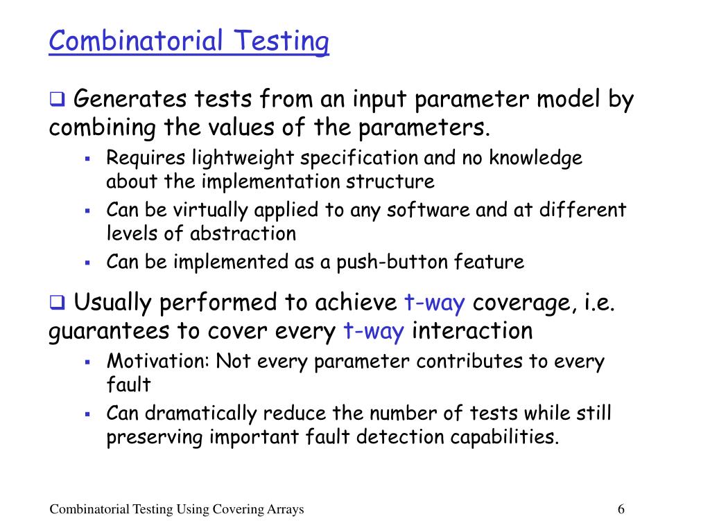 Ppt Combinatorial Testing Using Covering Arrays Going Beyond Pairwise Testing Powerpoint