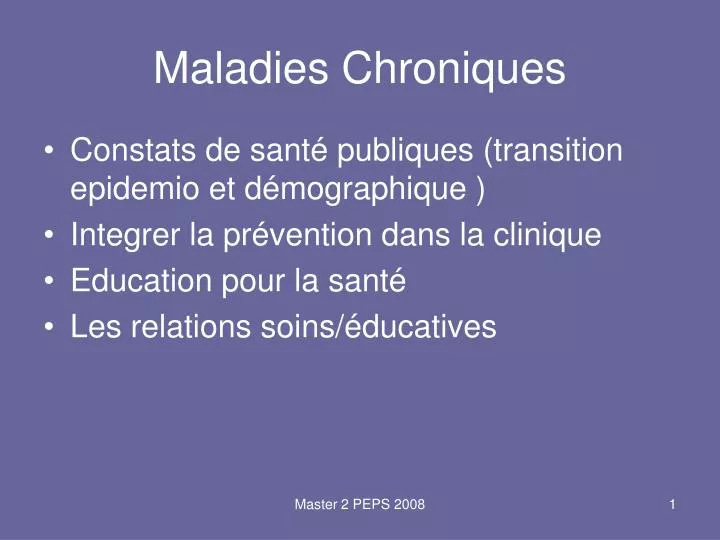 PPT - Maladies Chroniques PowerPoint Presentation, free download - ID ...