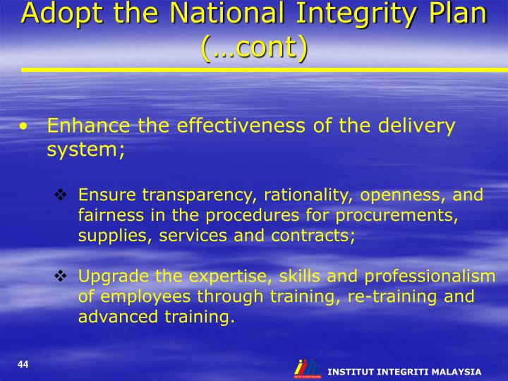 PPT - THE NATIONAL INTEGRITY PLAN OF MALAYSIA PowerPoint Presentation ...