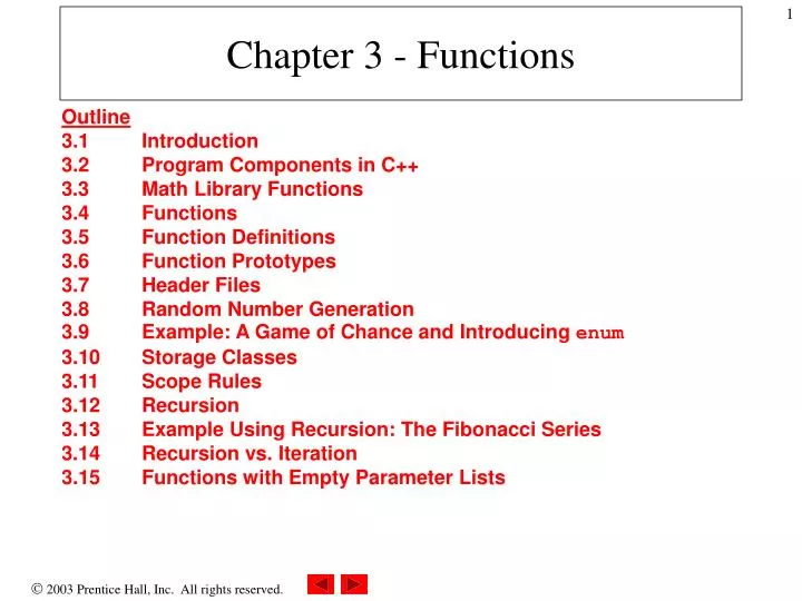 PPT - Chapter 3 - Functions PowerPoint Presentation, free download - ID:433131