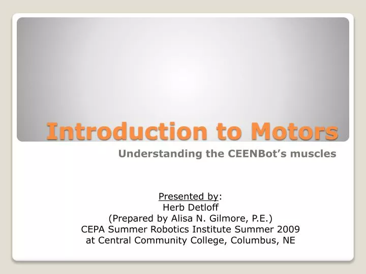 PPT - Introduction to Motors PowerPoint Presentation, free download ...