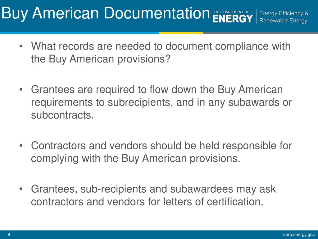 PPT - Recovery Act Buy American Overview Benjamin Goldstein Buy ...