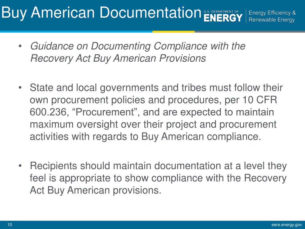 PPT - Recovery Act Buy American Overview Benjamin Goldstein Buy ...