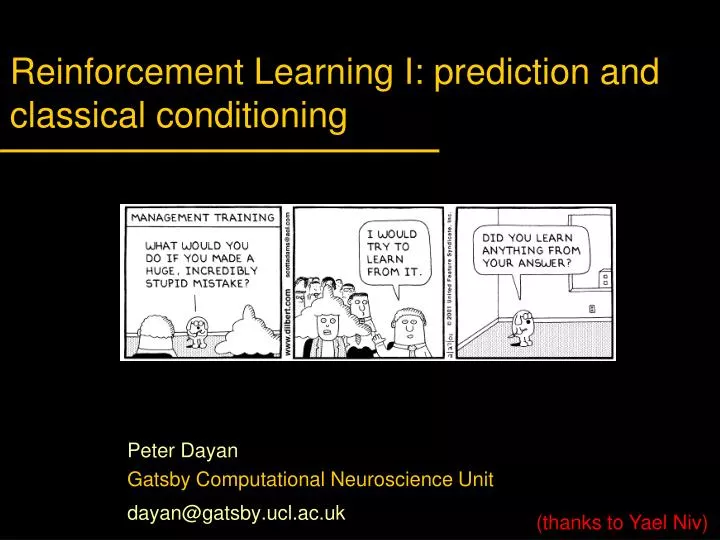 PPT - Reinforcement Learning I: prediction and classical conditioning ...