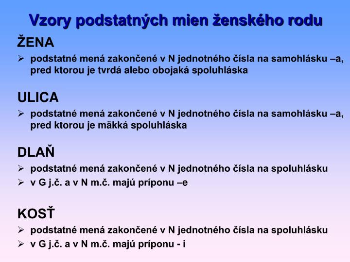 PPT - Vzory podstatných mien PowerPoint Presentation - ID:441792