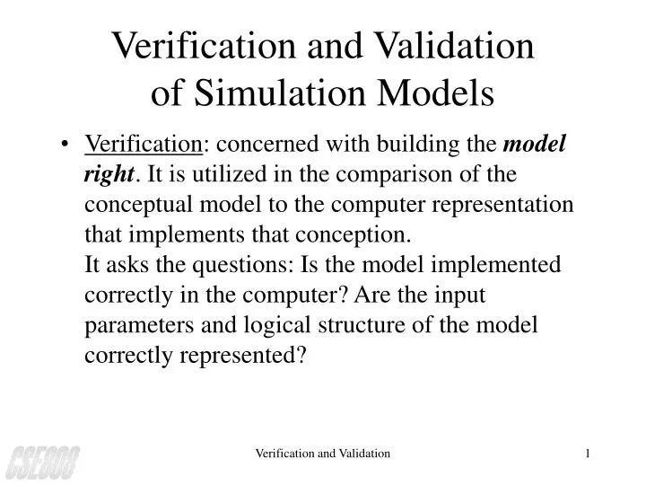 PPT - Verification and Validation of Simulation Models PowerPoint ...