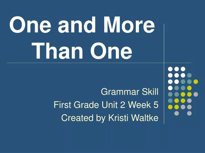PPT - One and More Than One PowerPoint Presentation, free download - ID ...