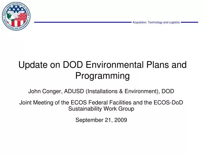 PPT - Update on DOD Environmental Plans and Programming PowerPoint ...