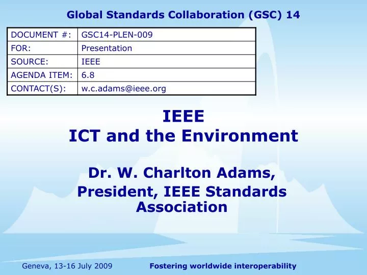 PPT - IEEE ICT and the Environment PowerPoint Presentation, free ...