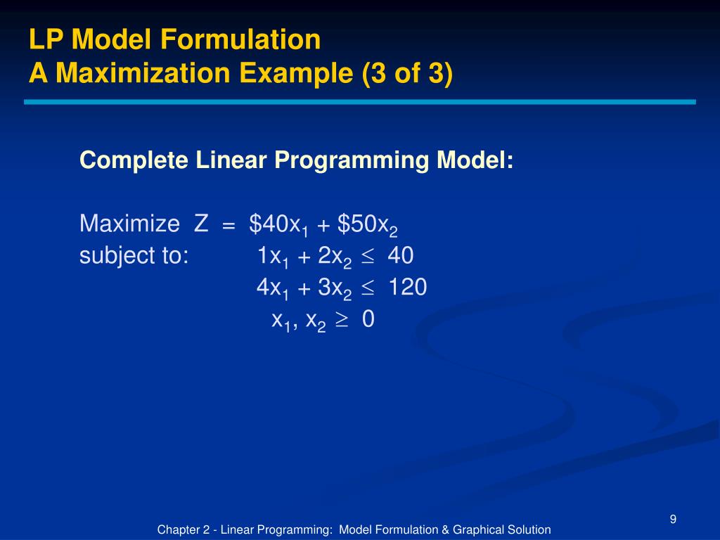 Ppt Chapter 2 Linear Programming Model Formulation And Graphical Solution Powerpoint