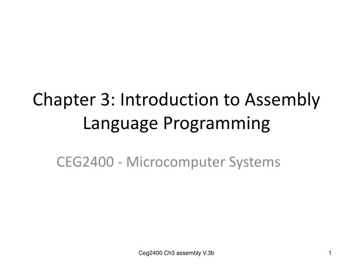 PPT - Chapter 3: Introduction to Assembly Language Programming ...