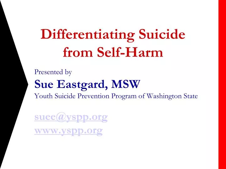 PPT - Differentiating Suicide from Self-Harm PowerPoint Presentation ...