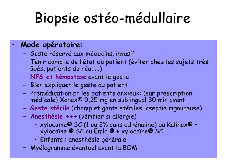 PPT - Myélogramme et Biopsie Ostéo-Médullaire PowerPoint Presentation ...