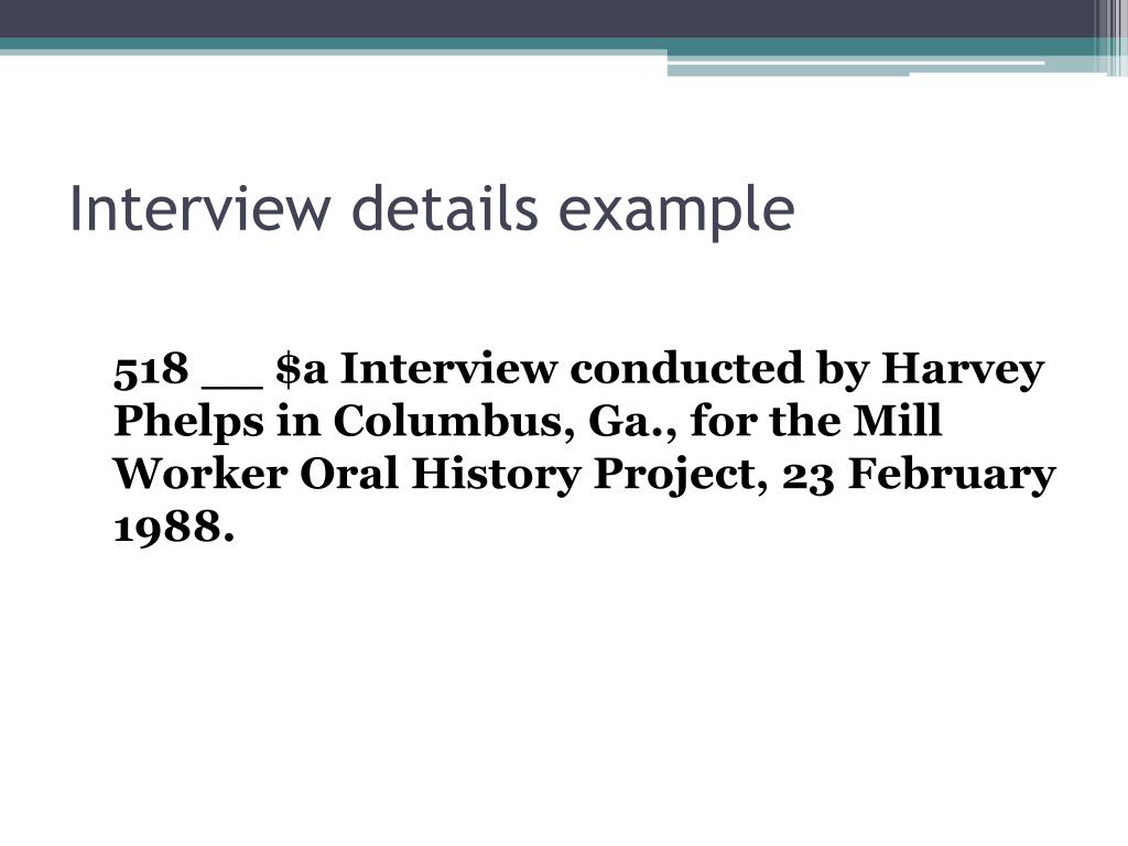 PPT - Cataloging Individual Oral History Interviews PowerPoint ...