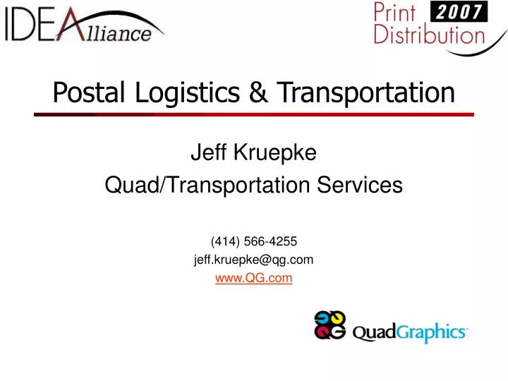 PPT - Postal Logistics & Transportation PowerPoint Presentation, free ...