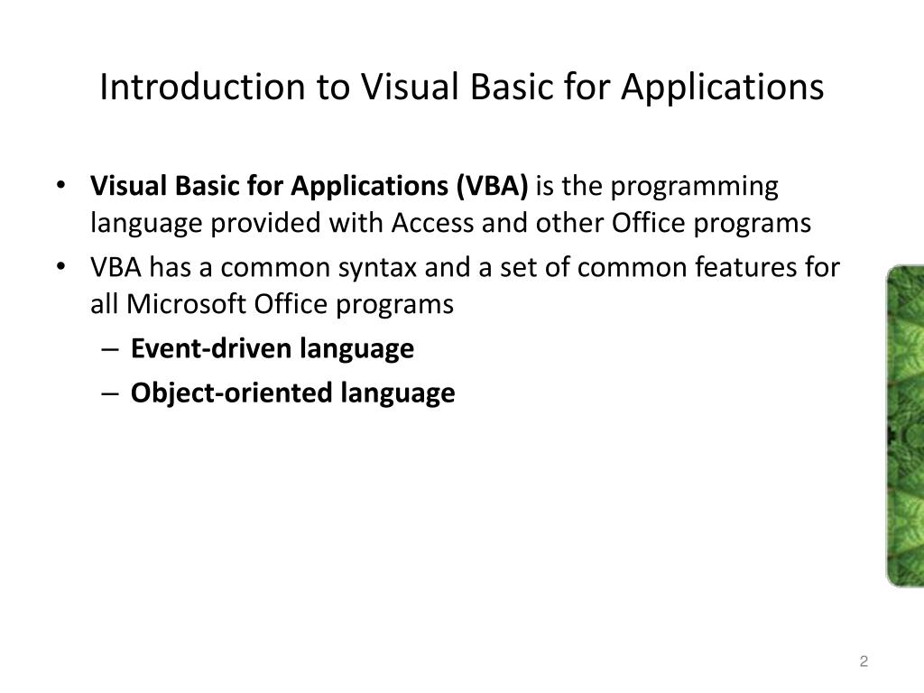 Ppt Access 2007 Tutorial 11 Using And Writing Visual Basic Applications Code Powerpoint 5363
