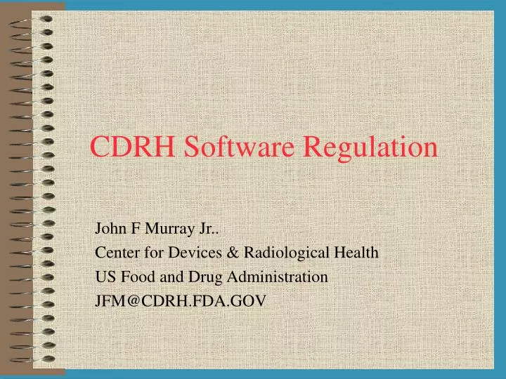 PPT - CDRH Software Regulation PowerPoint Presentation, free download ...