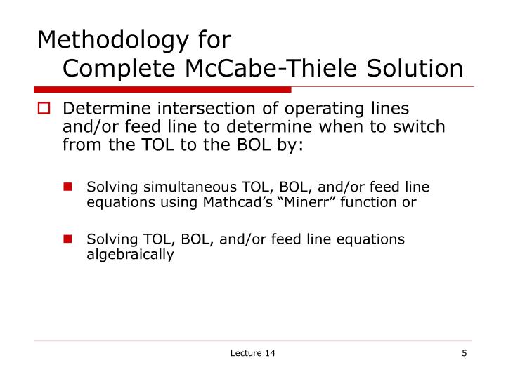 PPT - Methodology for Complete McCabe-Thiele Solution PowerPoint Presentation - ID:448827