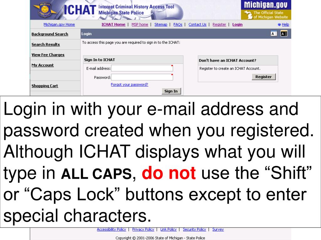 PPT - Welcome to the ICHAT The Michigan State Police Internet Criminal ...