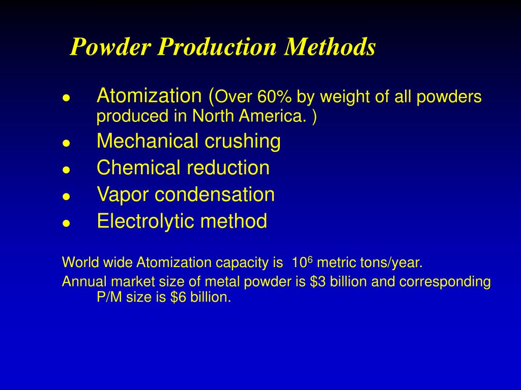 PPT - Powder Production through Atomization & Chemical Reactions ...