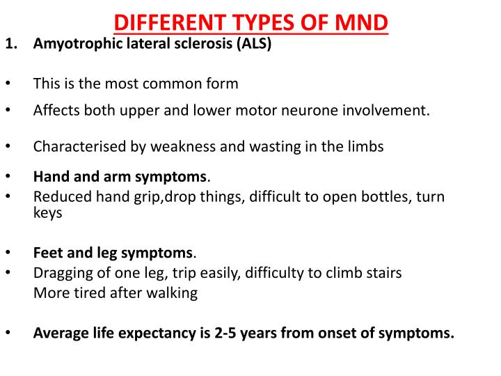 PPT - Motor Neurone Disease Different types & Life Expectancy ...