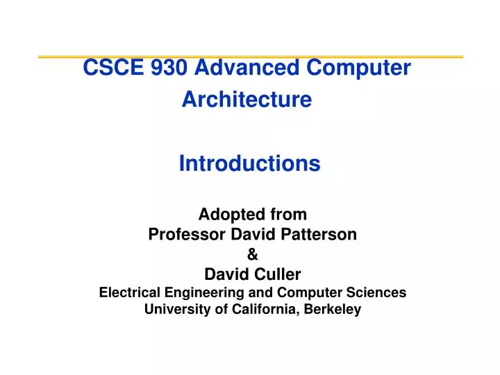 Ppt Csce 930 Advanced Computer Architecture Introductions Powerpoint Presentation Id456275 9013