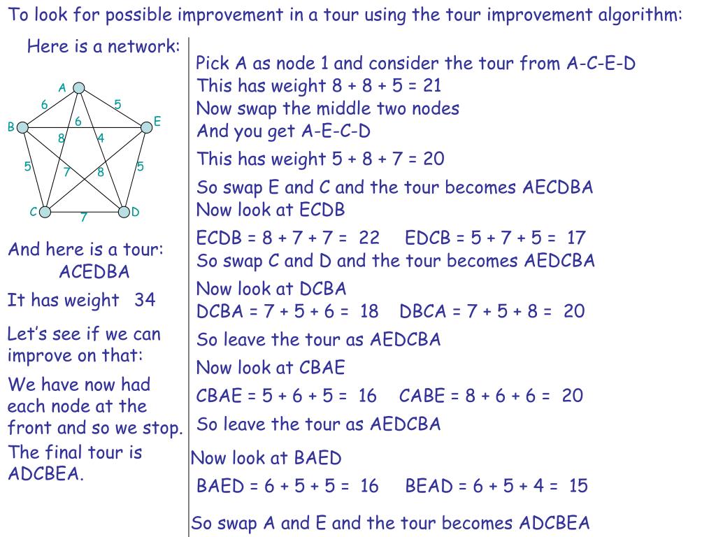 Ppt The Nearest Neighbour Algorithm The Lower Bound Algorithm The Tour Improvement Algorithm