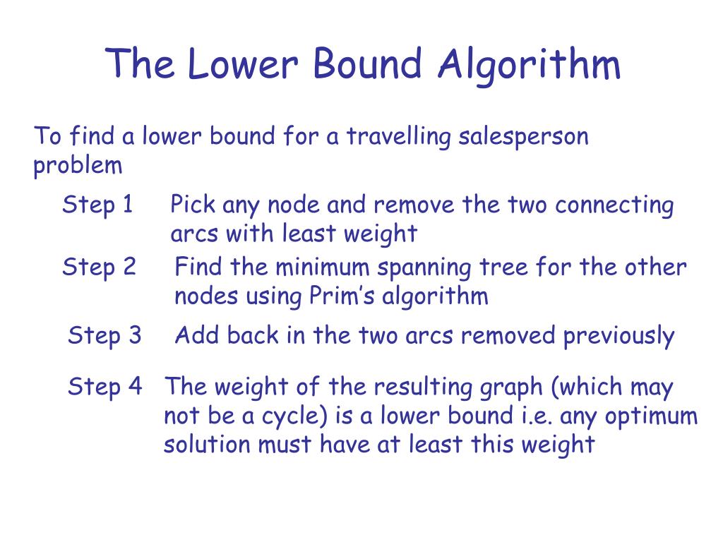 Ppt The Nearest Neighbour Algorithm The Lower Bound Algorithm The Tour Improvement Algorithm