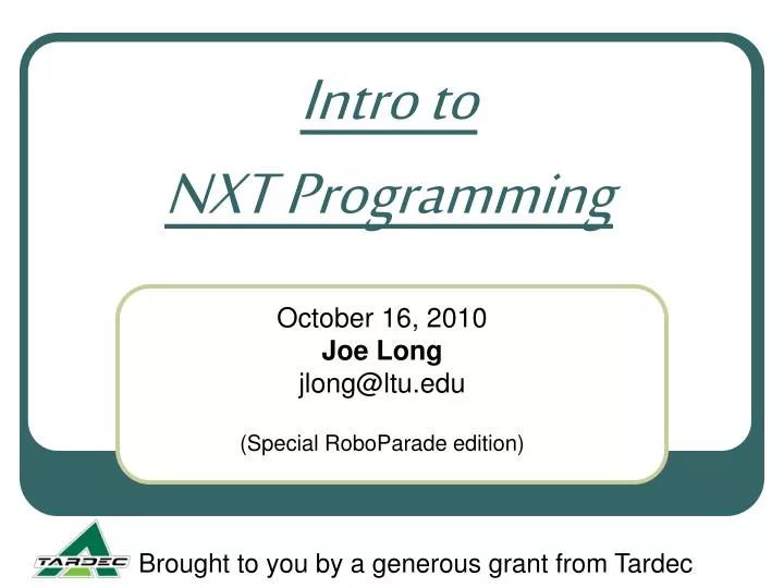 PPT - Intro to NXT Programming PowerPoint Presentation, free download - ID:457553