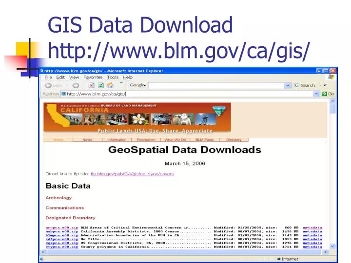 PPT - GIS Data Download blm/ca/gis/ PowerPoint Presentation, free ...