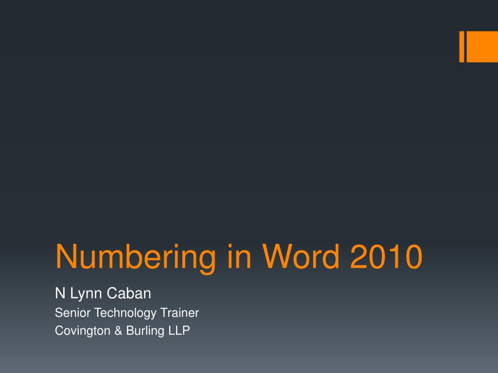 PPT - Numbering in Word 2010 PowerPoint Presentation, free download ... PPT - Numbering in Word 2010 PowerPoint Presentation, free download ...
