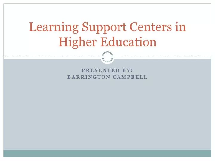 PPT - Learning Support Centers in Higher Education PowerPoint ...