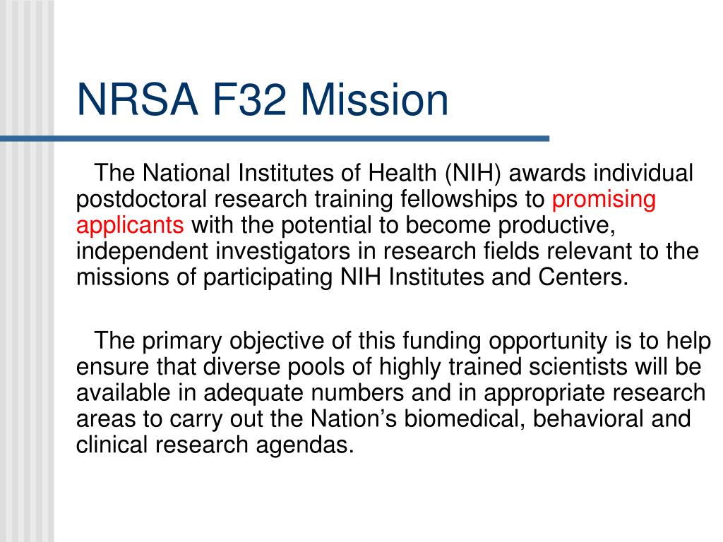 PPT - Strategic Planning for Grant Funding - NRSA (F32) PowerPoint ...