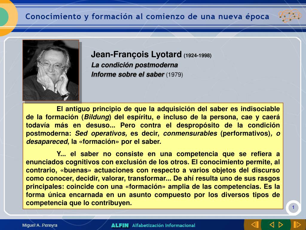 PPT - Jean-François Lyotard (1924-1998) La condición postmoderna ...