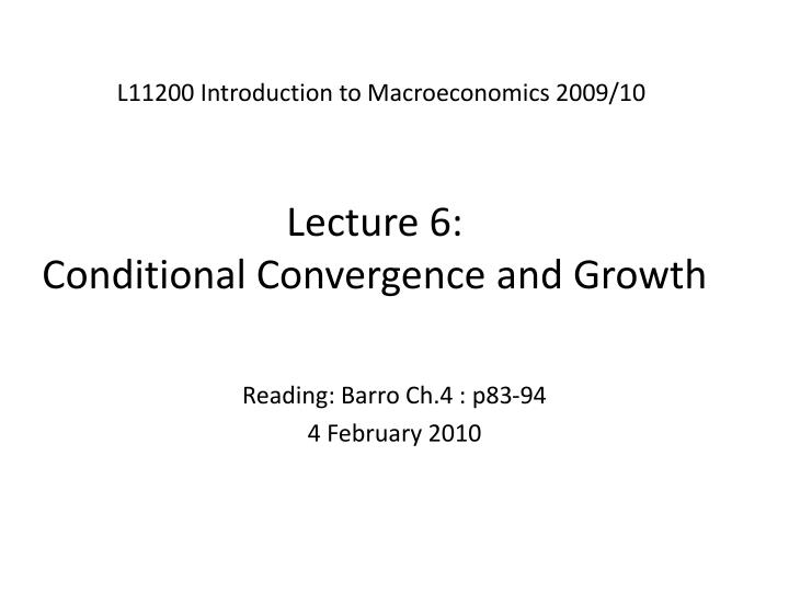 PPT - Lecture 6: Conditional Convergence and Growth PowerPoint ...