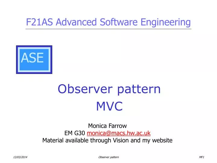 PPT - Observer pattern MVC PowerPoint Presentation, free download - ID ...